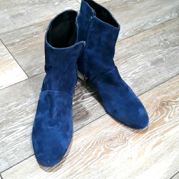Halston Heritage | Shoes | Halston Heritage Olga Blue Suede Zip Boot ...